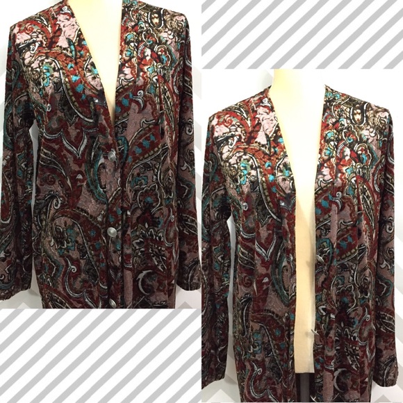 Wrangler | Tops | Wrangler Velvet Kimono Open Cardigan Duster Tunic ...